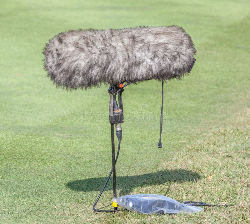 A Large Microphone Boom with Windshield Situated at the Ground. Stock ...