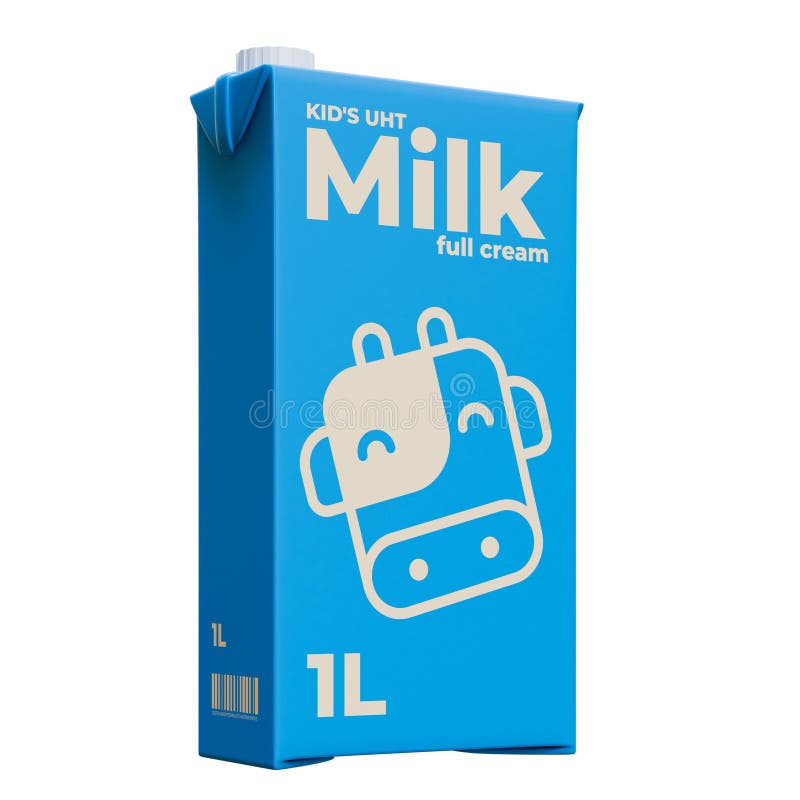 Large Milk Front Left View 3D Render Illustration Stock Illustration ...