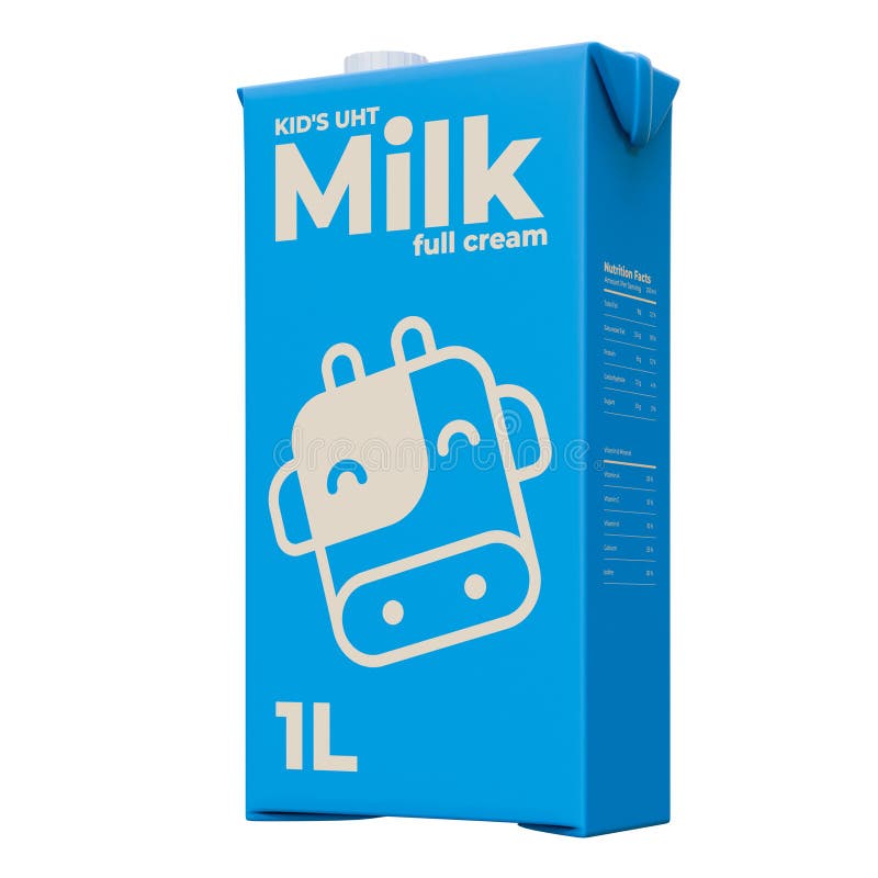 Large Milk Front Right View 3D Render Illustration Stock Illustration ...