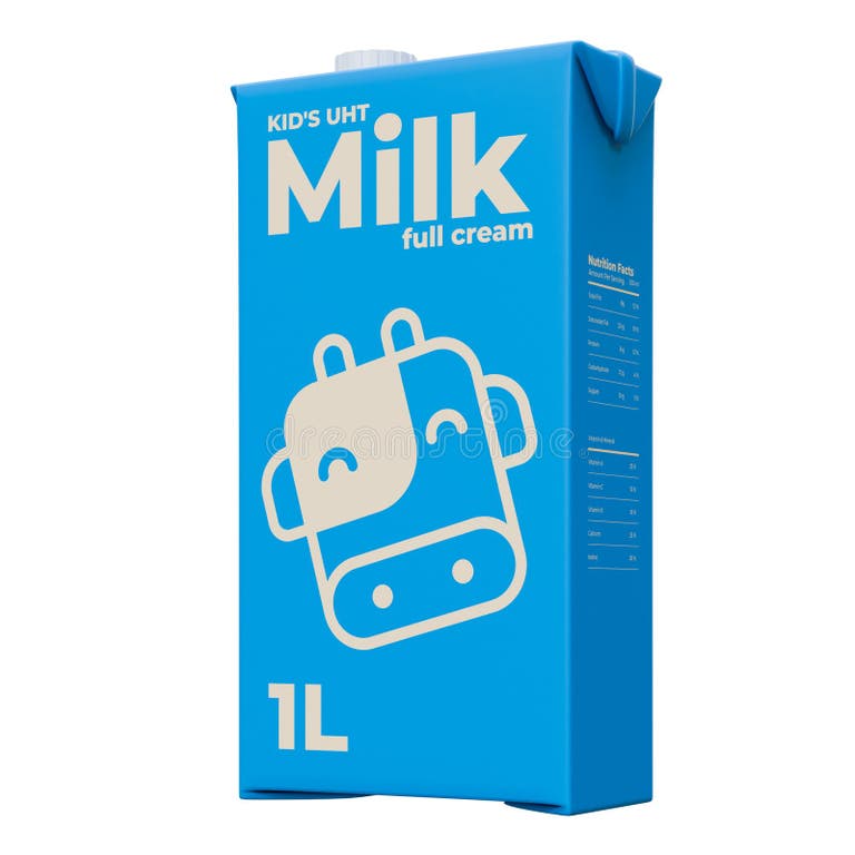 Large Milk Front Right View 3D Render Illustration Stock Illustration ...