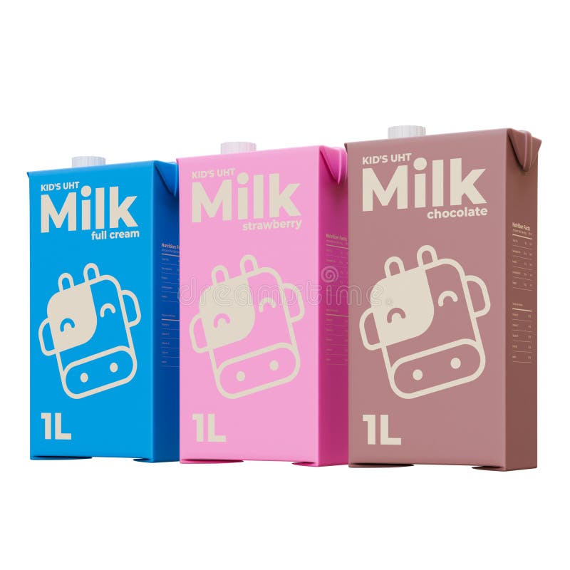 Large Milk Front Right View in Three Variant 3D Render Illustration ...