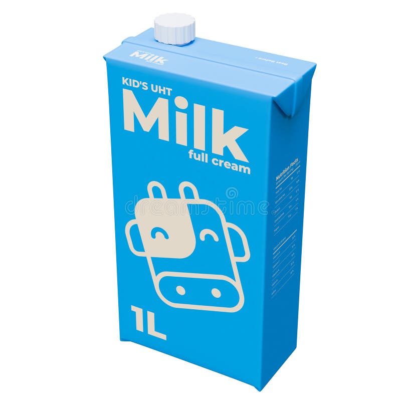 Large Milk Isometric Front Right View 3D Render Illustration Stock ...
