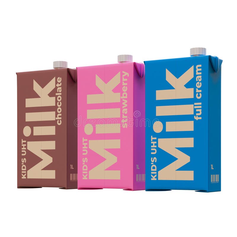 Large Milk Rear Right View in Three Variant 3D Render Illustration ...