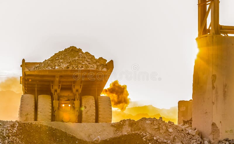 Mining Dump Trucks Transporting Platinum Ore for Processing Stock Image ...