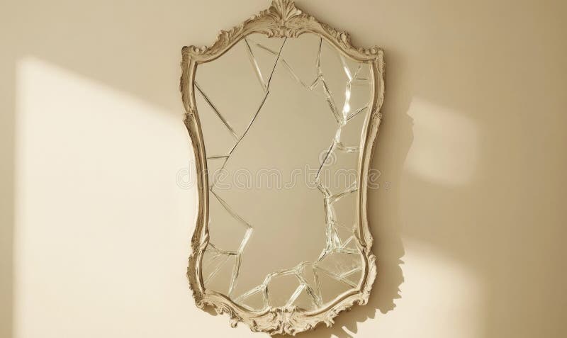 A Large Mirror with a Crack in it Stock Illustration - Illustration of ...