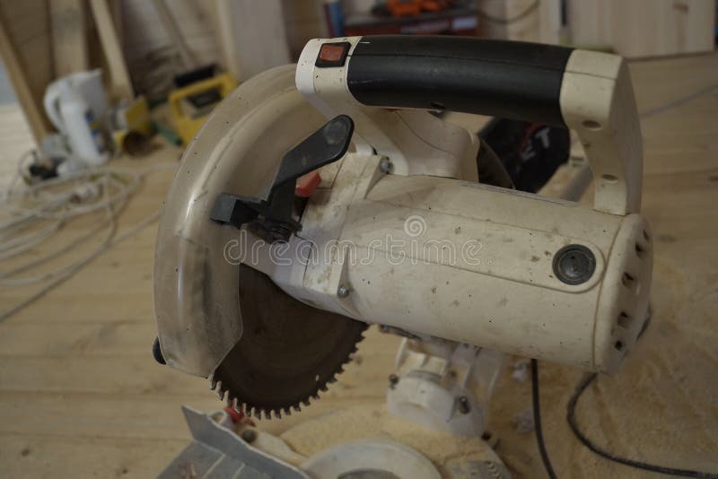 Large Miter Saw with Swivel Bed Stock Photo - Image of disc, swivel ...