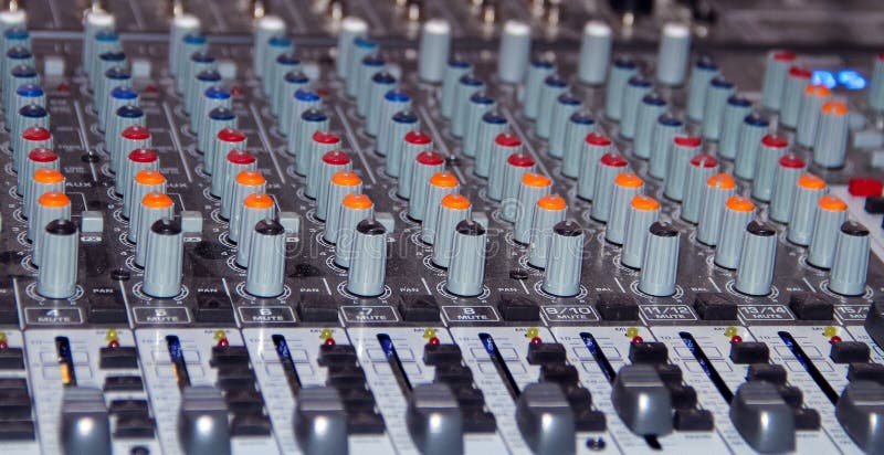 Large Mixing Console Shot Close-up during Operation Stock Photo - Image ...