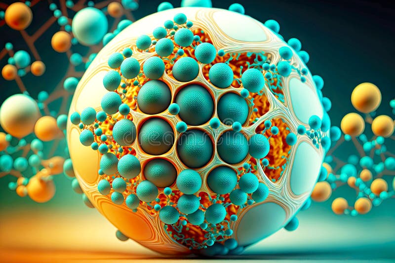 Large Model of Molecule Closeup in Form of Sphere Consisting of Small ...