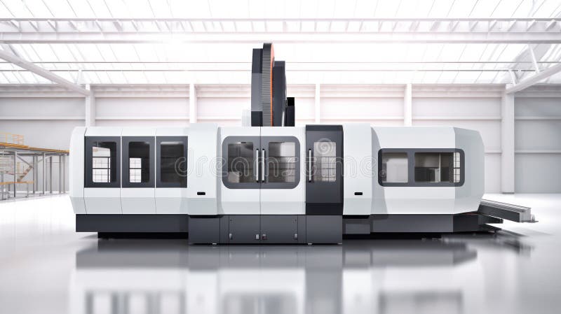 Large Modern Automated Industrial CNC, Isolated on White Background ...