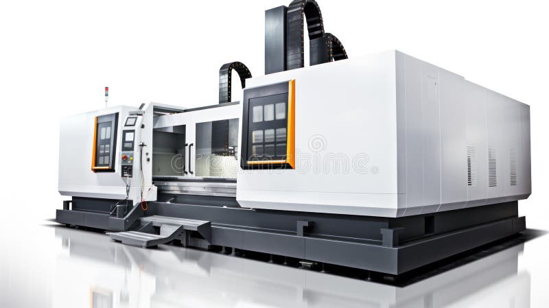 Large Modern Automated Industrial CNC, Isolated on White Background ...