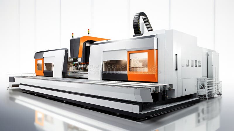 Large Modern Automated Industrial CNC, Isolated on White Background ...