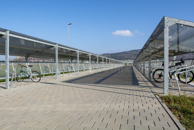 Large Modern Bicycle Parking Outside of the Industrial Area Stock Image ...