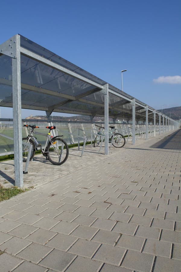 Large Modern Bicycle Parking Outside of the Industrial Area Stock Photo ...
