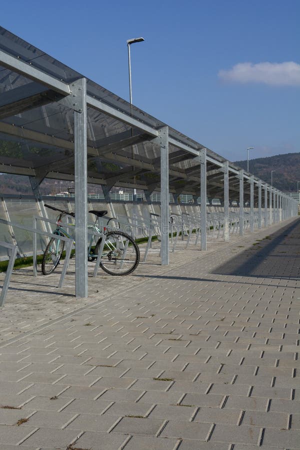 Large Modern Bicycle Parking Outside of the Industrial Area Stock Photo ...