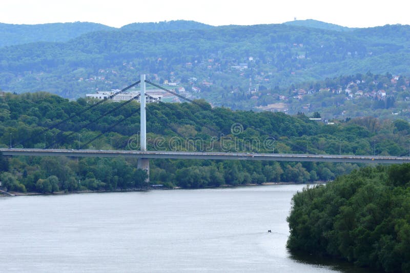 Large Modern Bridge Over the River Stock Image - Image of color, modern ...