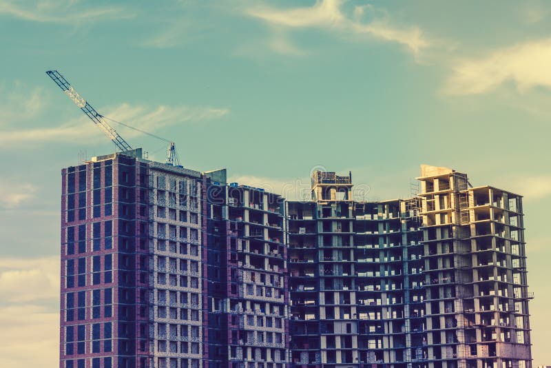 Large Modern Building is Under Construction. Construction Industry ...