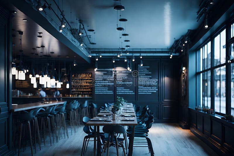 A Large Modern Cafe Interior, 3d Render Design, Clean and Bright, Cosy ...