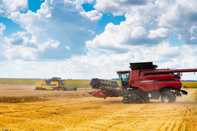 Modern combines at field stock image. Image of farm - 190956509