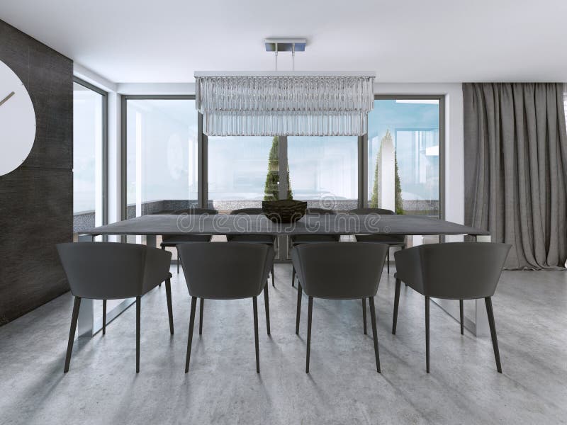 Large Modern Dining Table in Contemporary Kitchen Stock Illustration ...