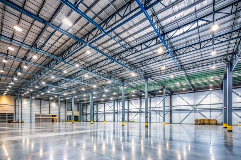 Large Modern Empty Storehouse Interior Stock Illustration ...
