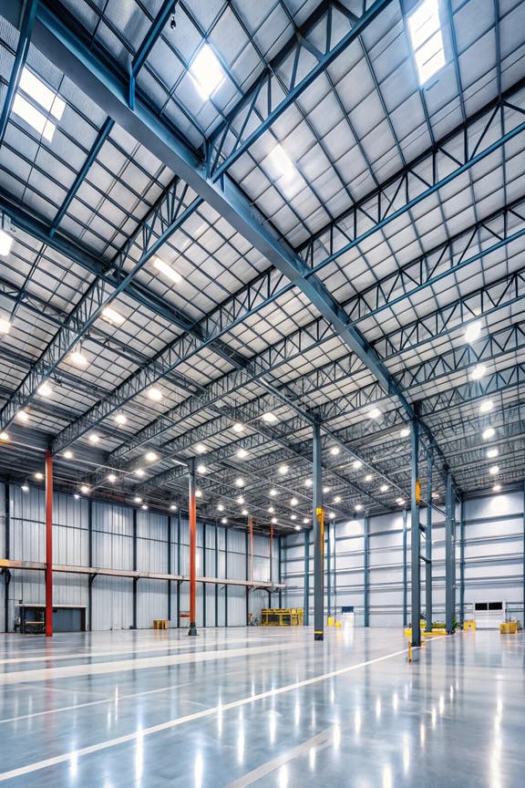 Large Modern Empty Storehouse Interior Stock Illustration ...