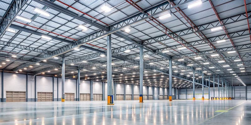 Large Modern Empty Storehouse Interior Stock Illustration ...