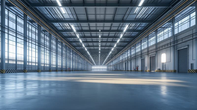 Large Modern Empty Storehouse Stock Photo - Image of business ...
