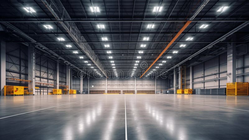Large Modern Empty Storehouse Stock Photo - Image of cement, wall ...