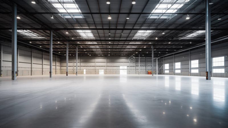 Large Modern Empty Storehouse Stock Photo - Image of large, floor ...