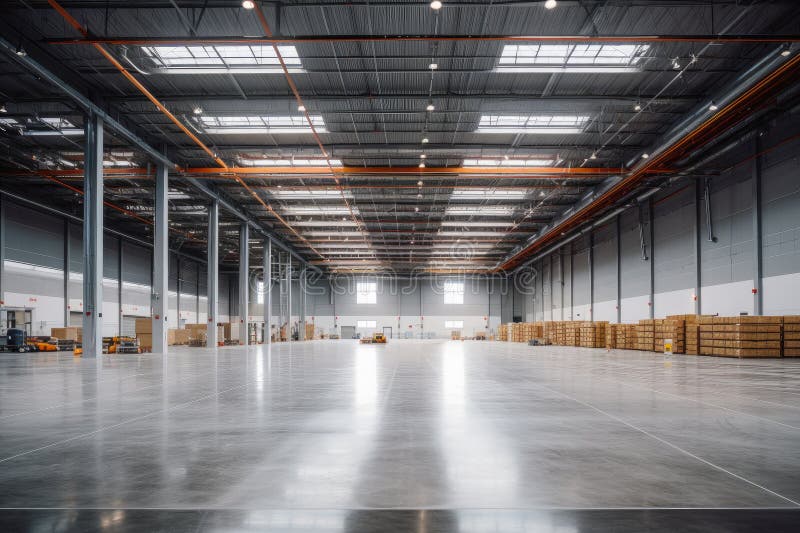 Large Empty Old Industrial Warehouse Interior with a Big Windows Stock ...