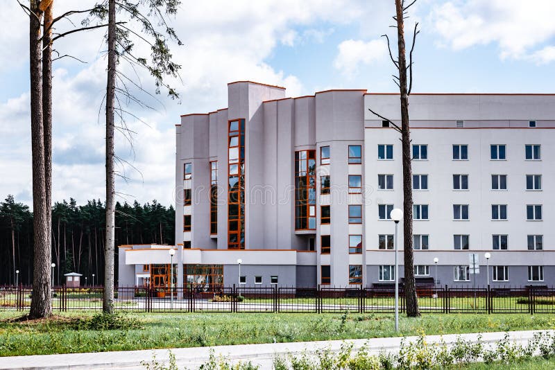 Large Modern Hospital Type Building. Stock Image - Image of front ...