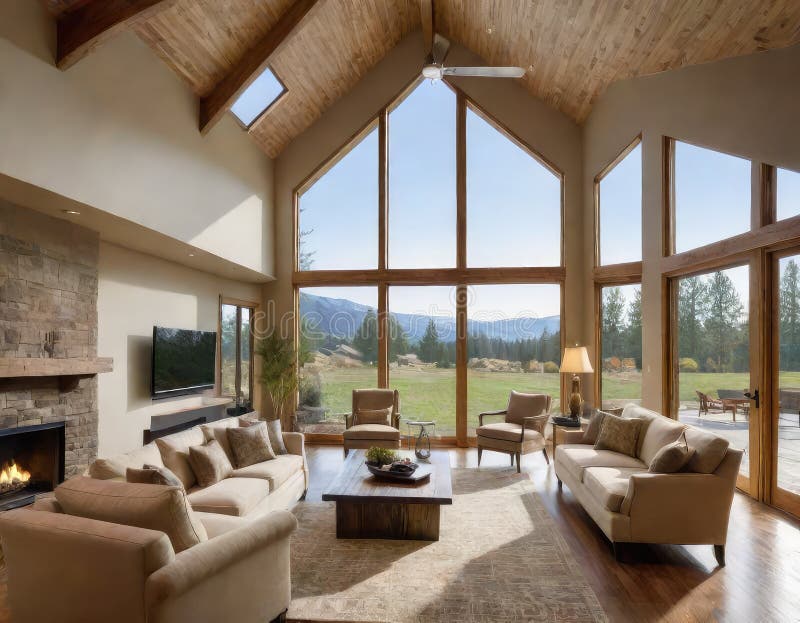 A Large Modern House with a Lot of Windows Stock Photo - Image of city ...