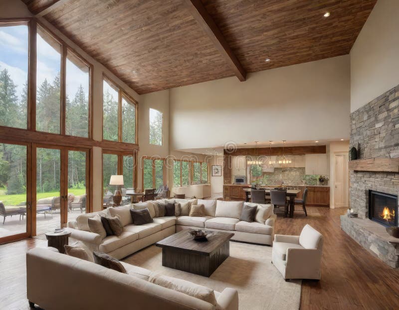 A Large Modern House with a Lot of Windows Stock Photo - Image of ...