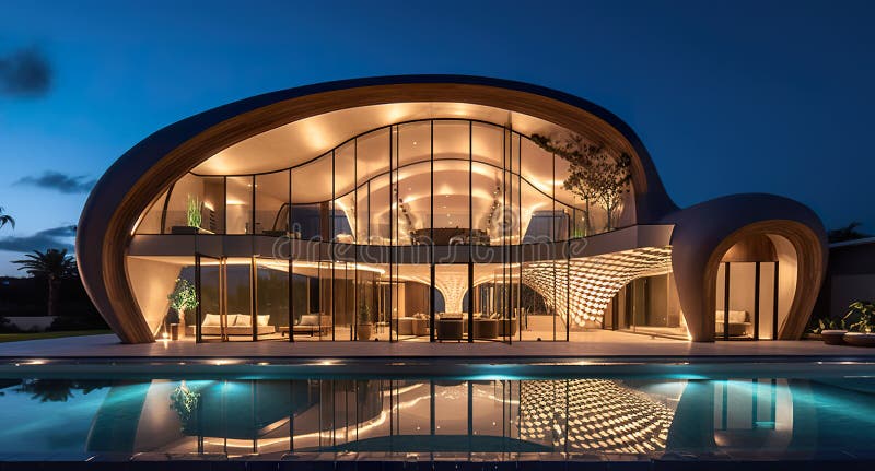 A Large Modern House with a Pool in Front of it. Generative AI Image ...