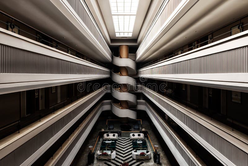 Large Modern Luxury Hotel Lobby Stock Photo - Image of chair, couch ...