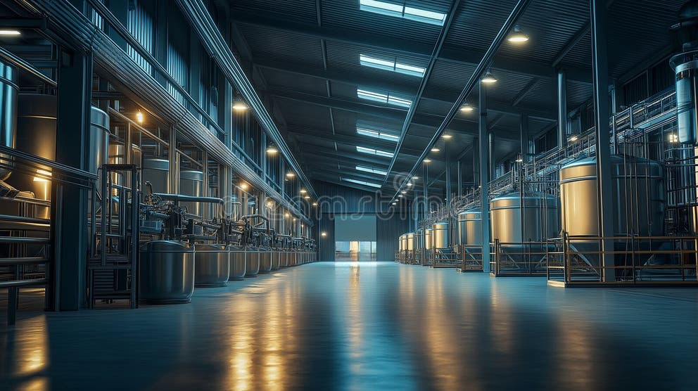 Large Modern Milking Parlor at a Dairy Farm Showcasing Efficient Milk ...