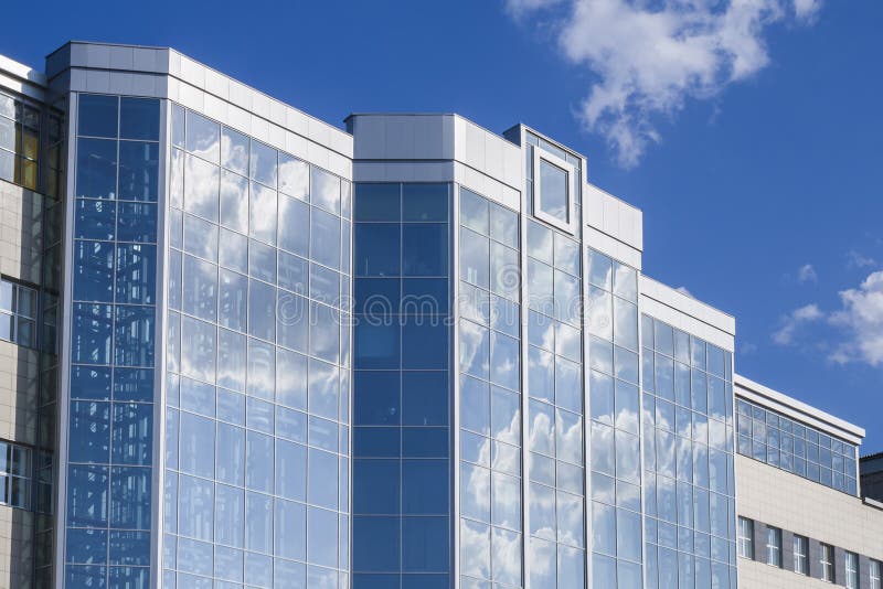 A Large, Modern Office Building. Clear Weather with Blue Sky Stock ...