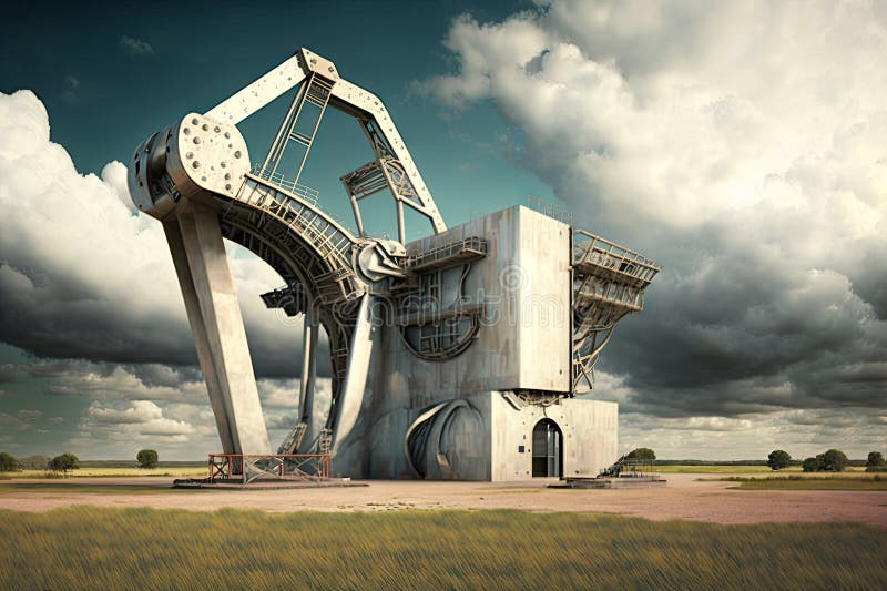 Large Modern Oil Pumping Station Against Sky Stock Illustration ...