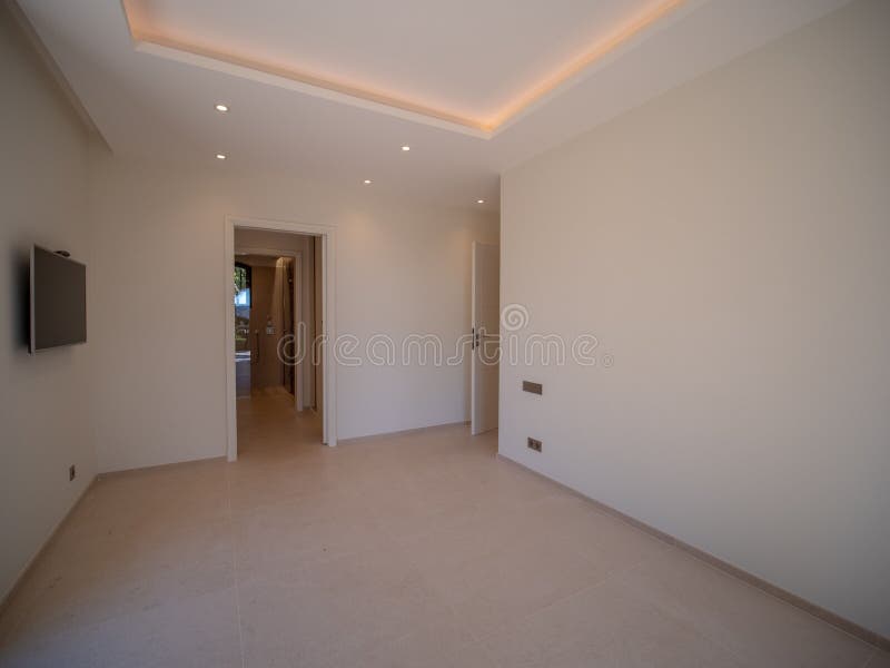 Large Modern Room with a Corridor and a Shower in the Back Editorial ...