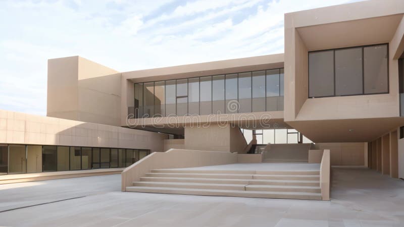 A Large, Modern School Building Featuring a Multitude of Windows and ...