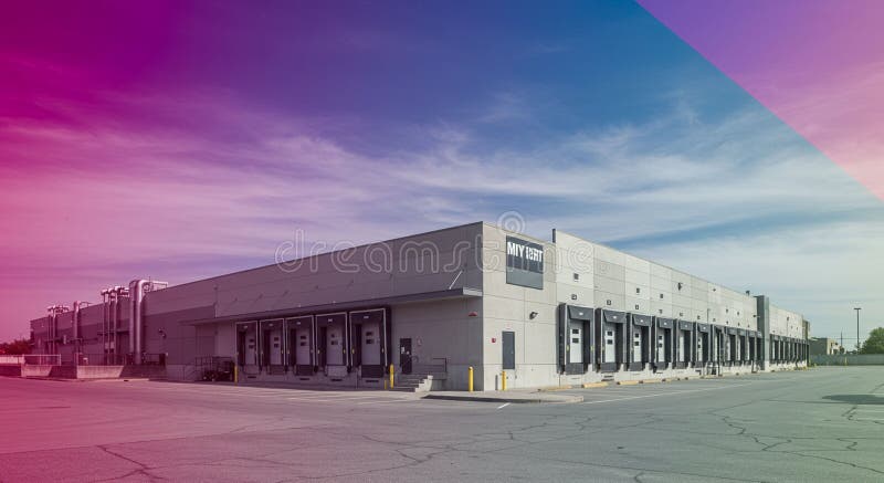 A Large, Modern Warehouse Building Features Multiple Loading Docks ...