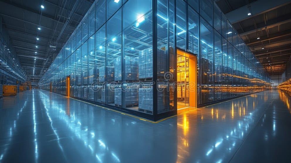 Large Modern Warehouse Interior Showcasing Organized Shelves, Efficient ...