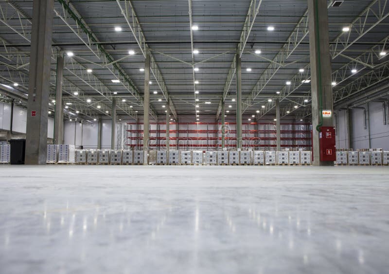 Large modern warehouse stock photo. Image of interior - 141692078