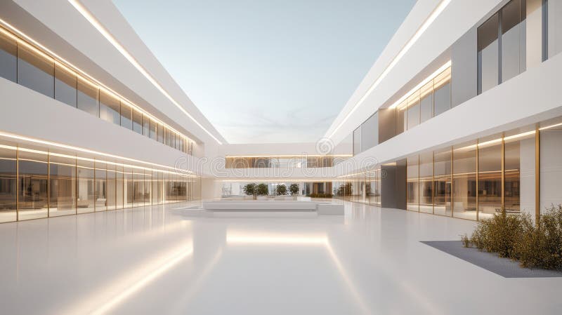 A Large, Modern White Building Featuring Numerous Windows, Showcasing a ...
