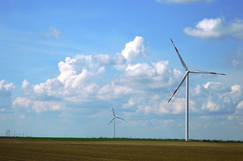 Modern Windmills in the Plain Stock Photo - Image of large, windmills ...