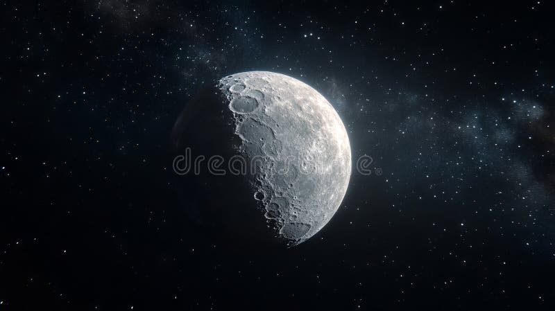 A Large Moon in the Night Sky with Stars in the Background Stock Photo ...