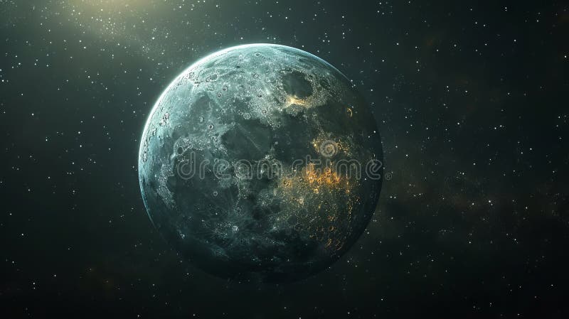 A Large Moon in Space with Stars and Planets Stock Photo - Image of ...