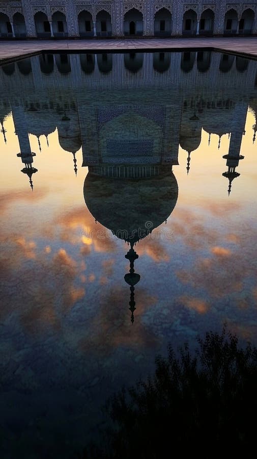 A Large Mosque with a Dome and a Small Mosque in the Background Stock ...