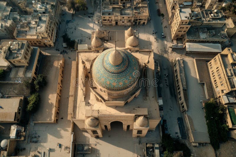 A Large Mosque with a Dome on Top Stock Illustration - Illustration of ...