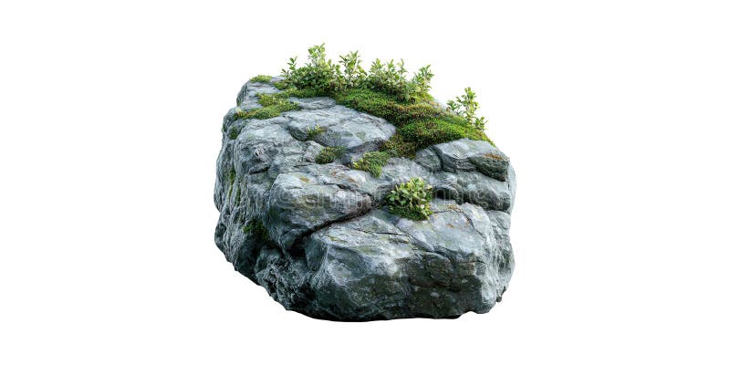 Large Moss-Covered Rock with Greenery. Natural Landscape Element ...
